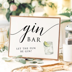 Gin Bar Sign, Let the Fun Be Gin, Party Bar Sign, Watercolor Cocktail ...