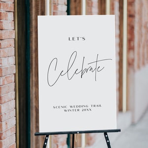 5 Sizes Let's Celebrate Sign Template, Modern Wedding Welcome Sign ...
