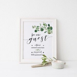 Wifi Sign Template, Printable Wifi Password, Guest Room Internet Sign ...