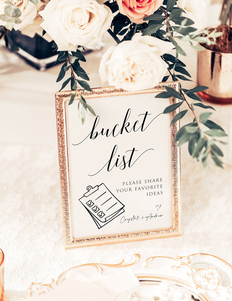 Bucket List Sign Template Wedding Signs Printable Bucket | Etsy