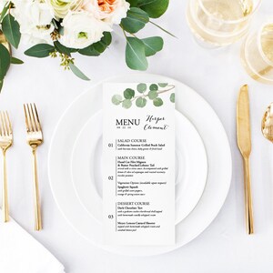 Greenery Menu Template, Wedding Menu Template, Printable Dinner Menu ...