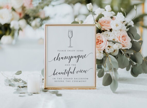 Champagne Sign Modern Wedding Drinks Sign Printable - Etsy