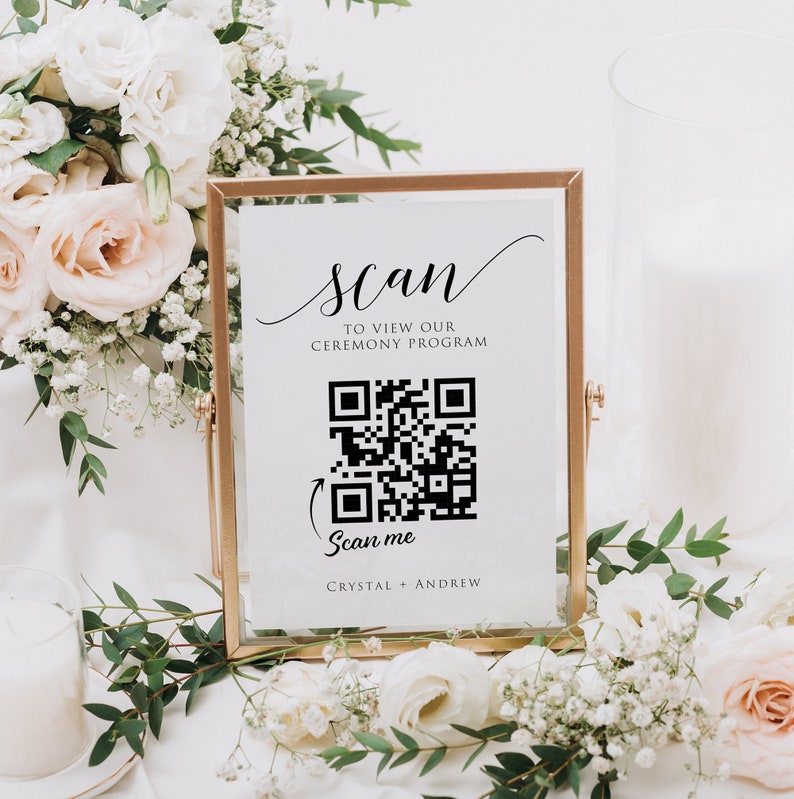 QR Code Sign for Wedding Program Scan for Digital Ceremony - Etsy