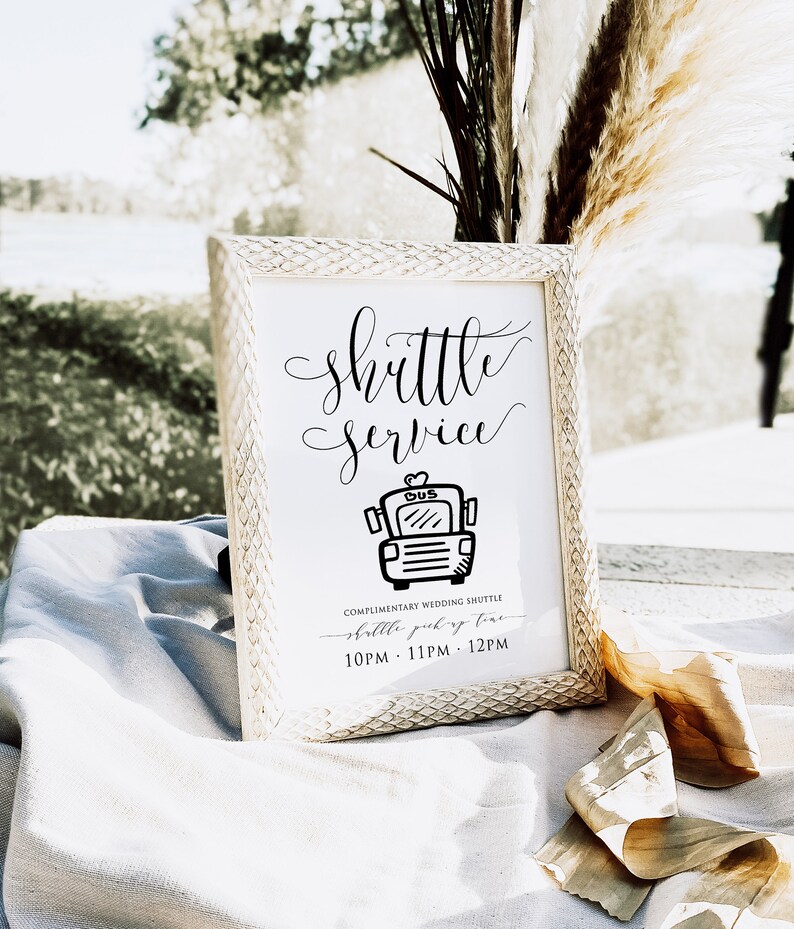 Wedding Shuttle Sign Wedding Shuttle Service Sign Shuttle - Etsy