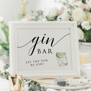 Gin Bar Sign, Let the Fun Be Gin, Party Bar Sign, Watercolor Cocktail ...