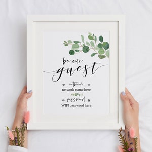 Wifi Sign Template, Printable Wifi Password, Guest Room Internet Sign ...