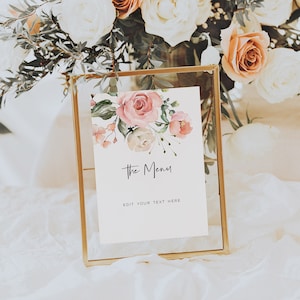 Custom Floral Menu Sign Template 5x7 8x10 Custom Sign - Etsy