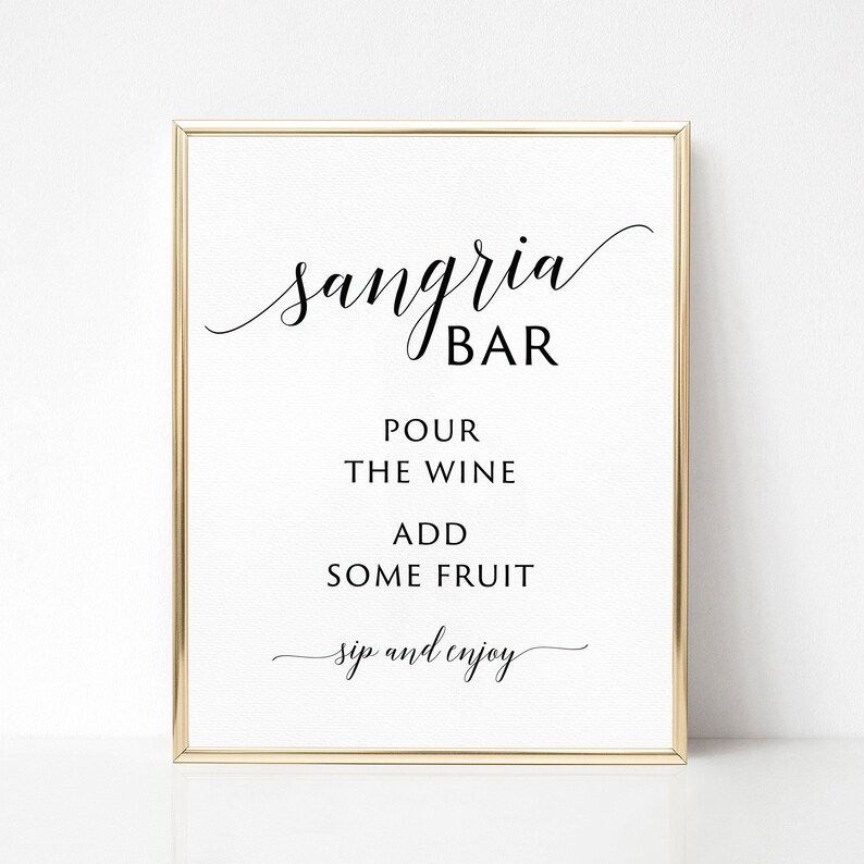 Sangria Bar Sign Printable Sangria Bar Signage Wedding Sign | Etsy