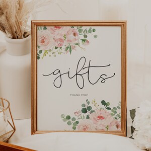 Floral Gifts Sign, Printable Gifts Sign, Blush Pink Gifts Sign ...