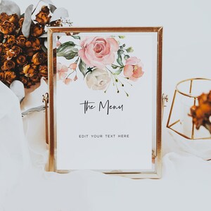 Custom Floral Menu Sign Template 5x7 8x10 Custom Sign - Etsy