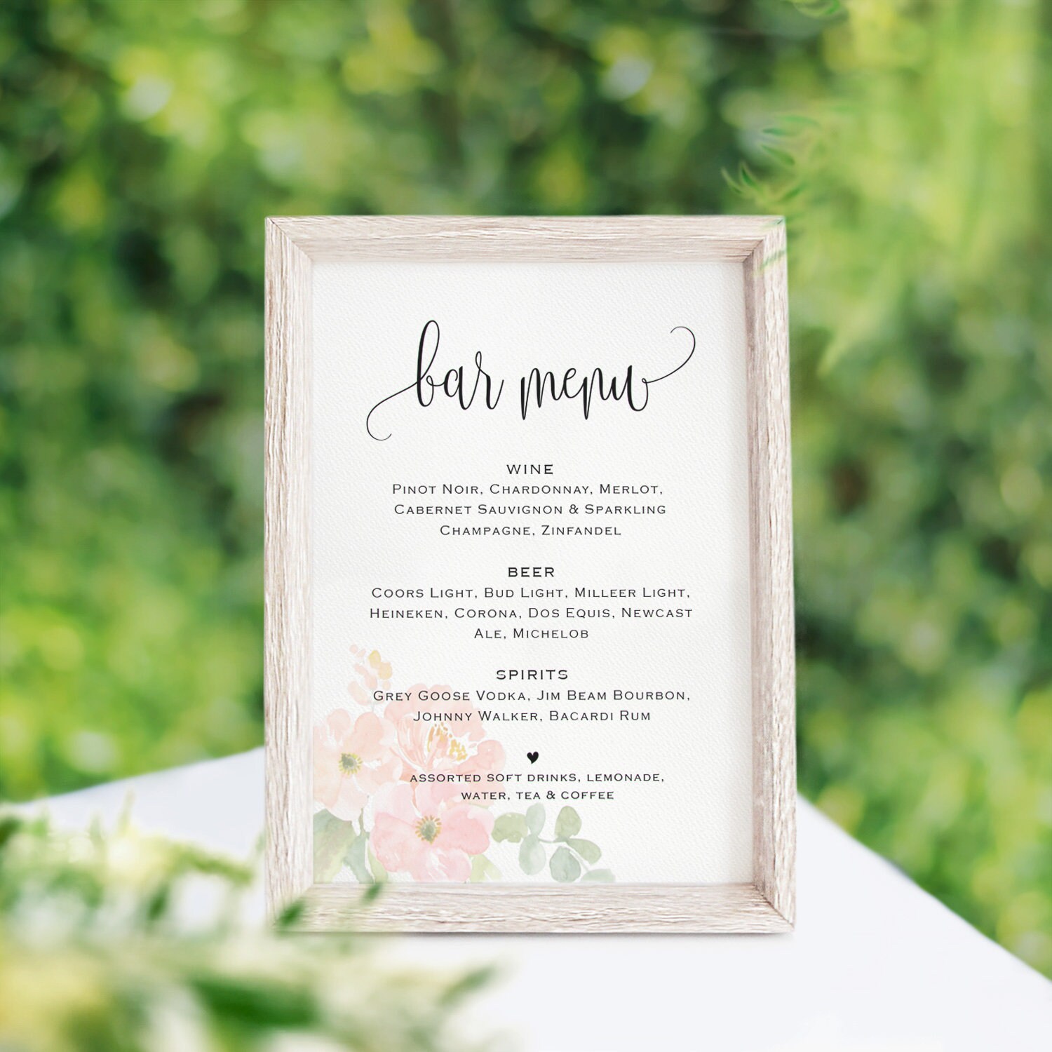 Printable Bar Menu Wedding Bar Menu Template Bar Menu Sign | Etsy