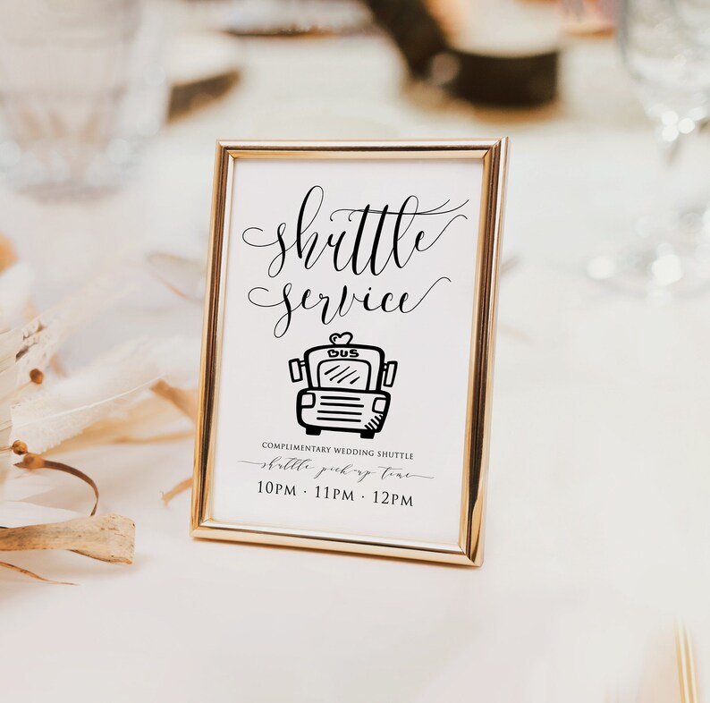 Wedding Shuttle Sign Wedding Shuttle Service Sign Shuttle - Etsy