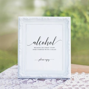 Printable Alcohol Sign, Bar Sign, Wedding Sign, Reception Sign, Alcohol ...