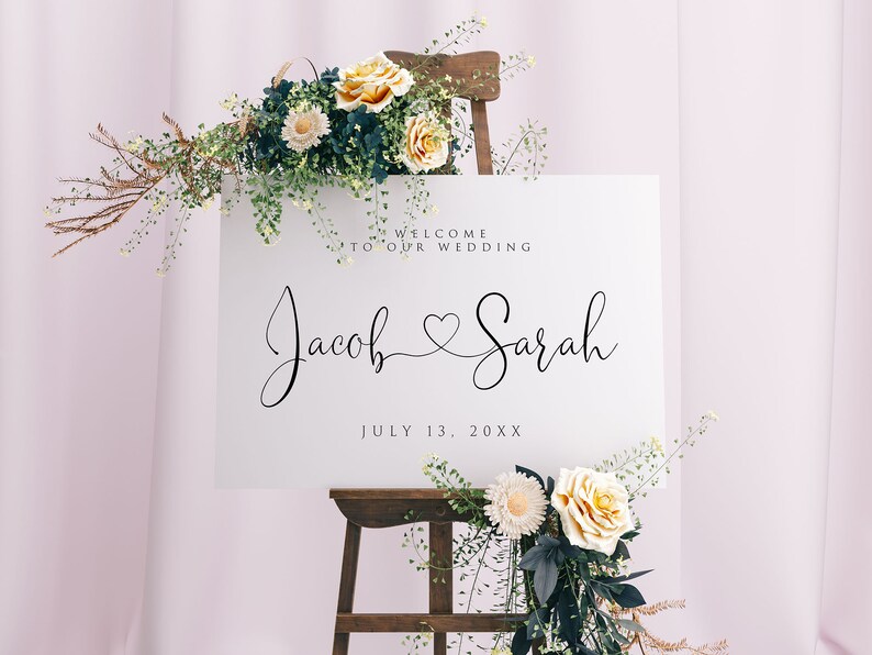 5 Sizes Wedding Welcome Sign Template Printable Welcome Sign - Etsy