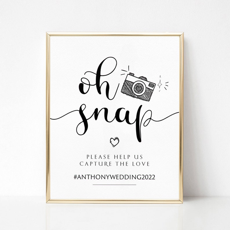 Oh Snap Wedding Hashtag Sign Wedding Instagram Sign Wedding - Etsy