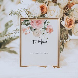 Custom Floral Menu Sign Template 5x7 8x10 Custom Sign - Etsy