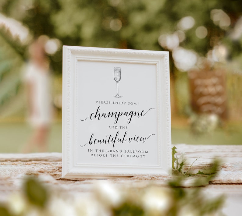 Champagne Sign Modern Wedding Drinks Sign Printable - Etsy