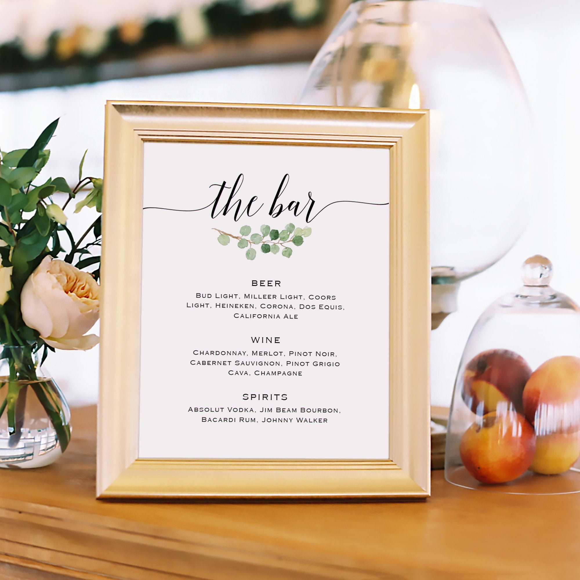 Printable Bar Menu Wedding Bar Menu Template Bar Menu Sign | Etsy