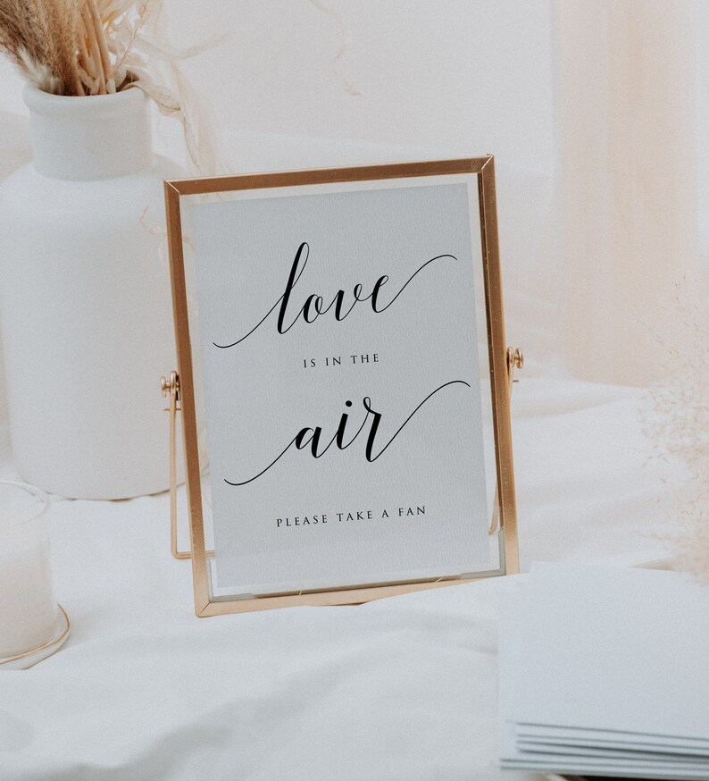 Love is in the Air Sign Wedding Fans Sign Grab A Fan Sign - Etsy