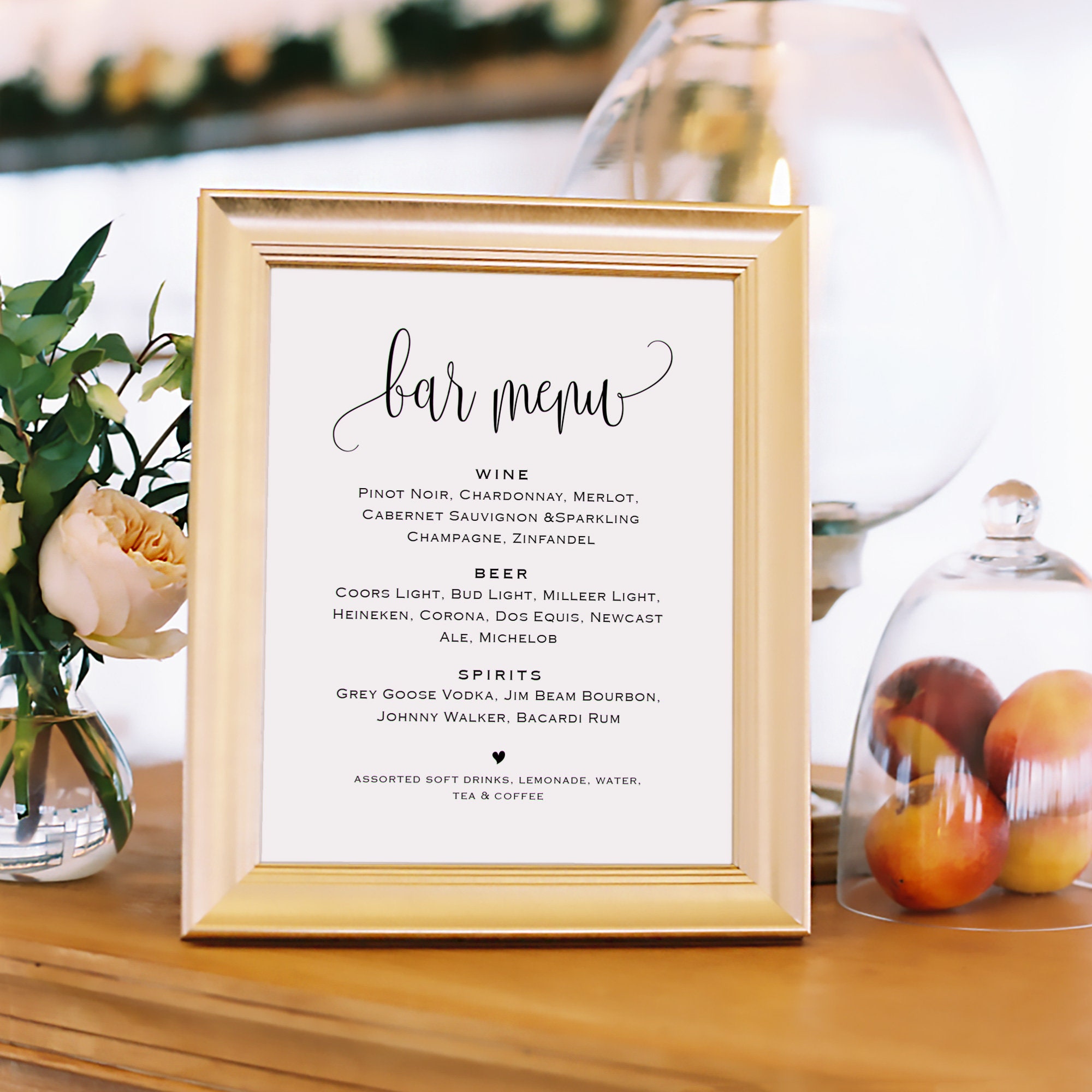 Printable Bar Menu Wedding Bar Menu Template Bar Menu Sign | Etsy