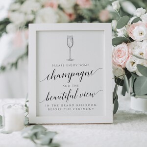 Champagne Sign, Modern Wedding Drinks Sign, Printable Champagne Cheers ...