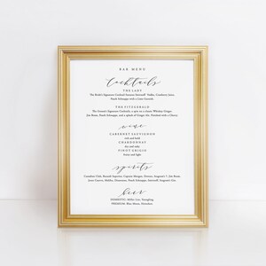 Printable Bar Menu Wedding, Bar Menu Template, Bar Menu Sign, Bar Menu ...
