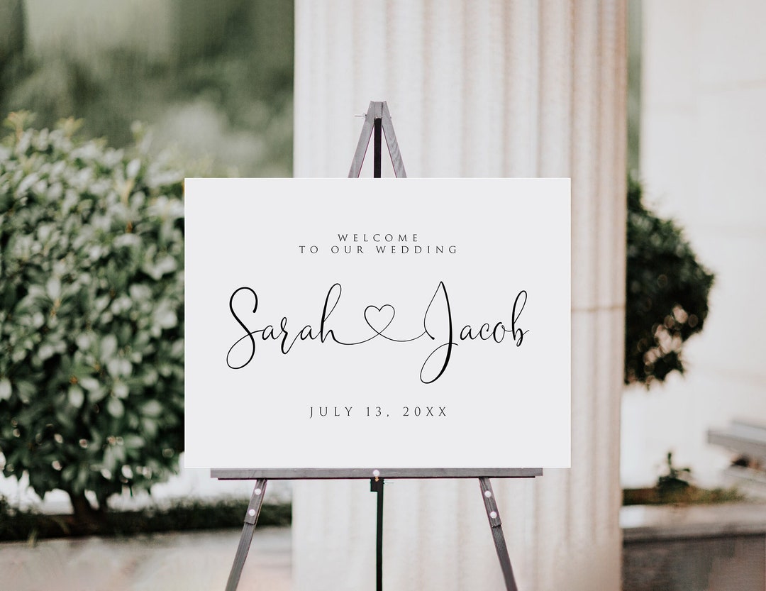5 Sizes Wedding Welcome Sign Template, Printable Welcome Sign, Romantic ...
