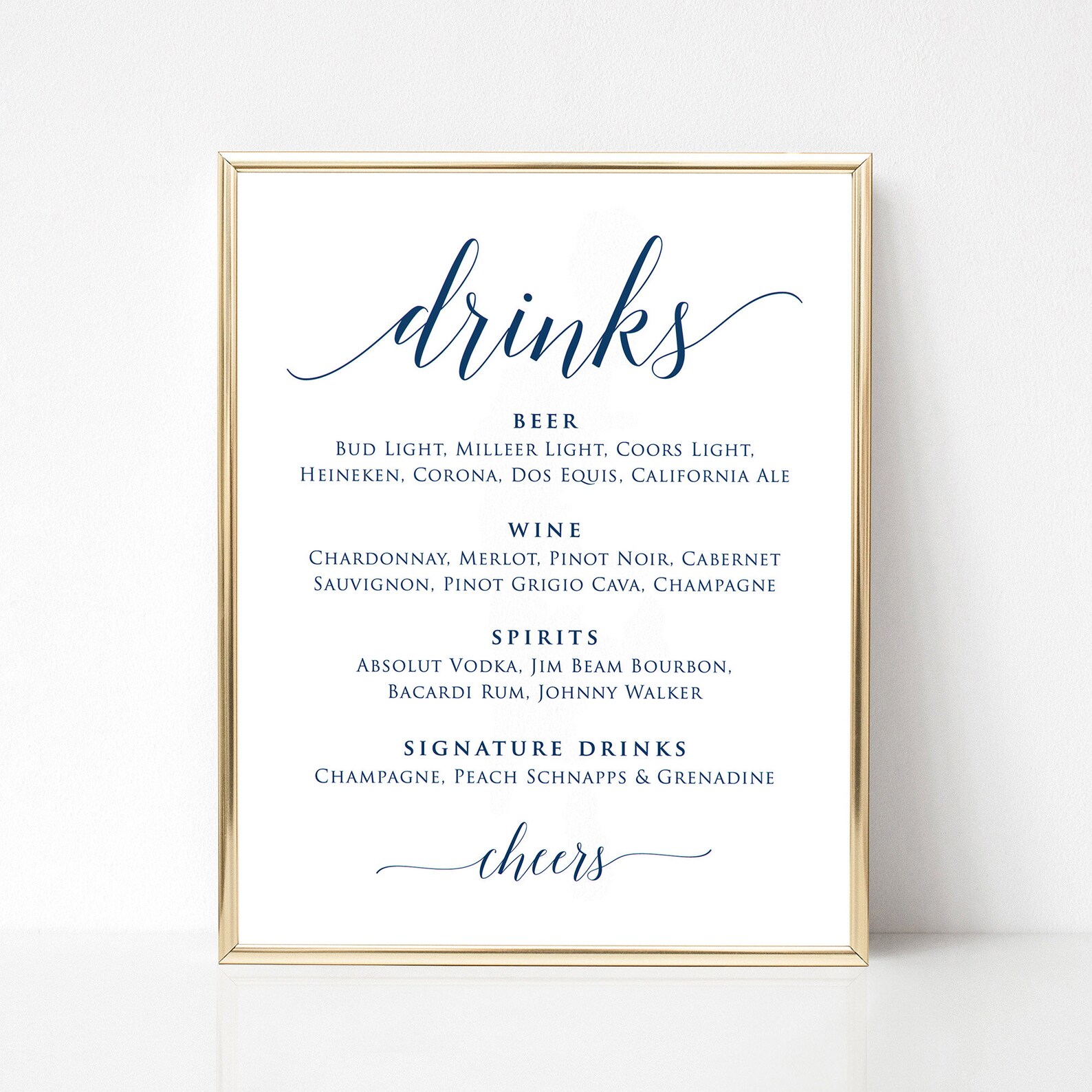 Wedding Bar Menu Bar Menu Template Printable Bar Menu Sign - Etsy
