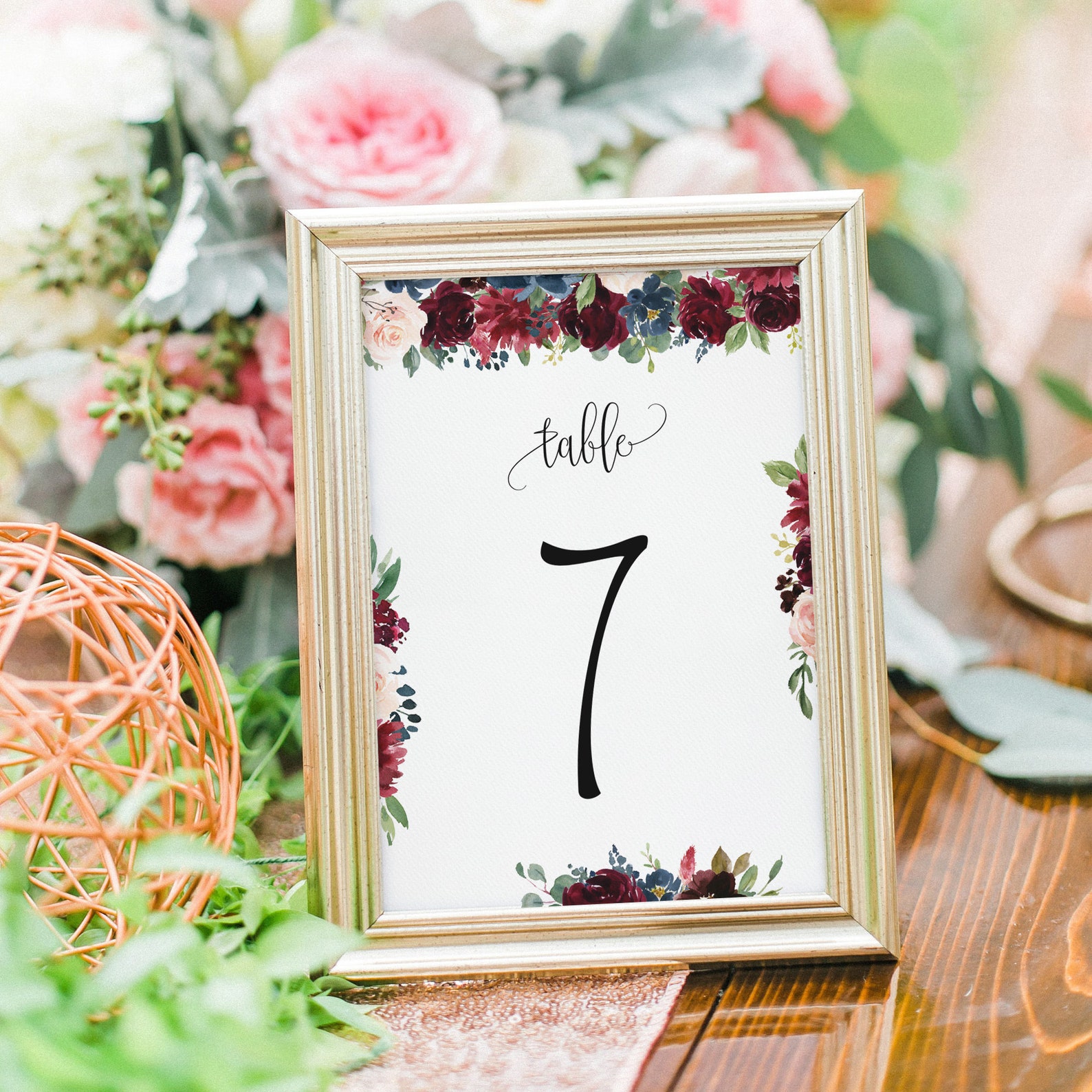 Floral Table Numbers Template Table Numbers Printable Table - Etsy