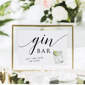 Gin Bar Sign, Let the Fun Be Gin, Party Bar Sign, Watercolor Cocktail ...