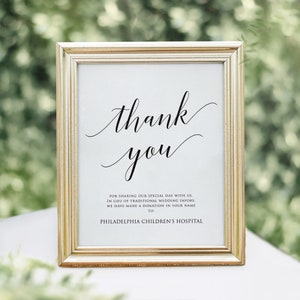 Printable Thank You Sign, Thank You Sign Template, Wedding Thank You ...