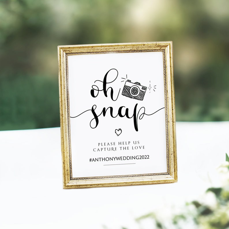 Oh Snap Wedding Hashtag Sign Wedding Instagram Sign Wedding - Etsy