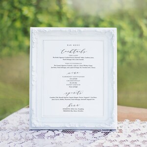 Printable Bar Menu Wedding, Bar Menu Template, Bar Menu Sign, Bar Menu ...