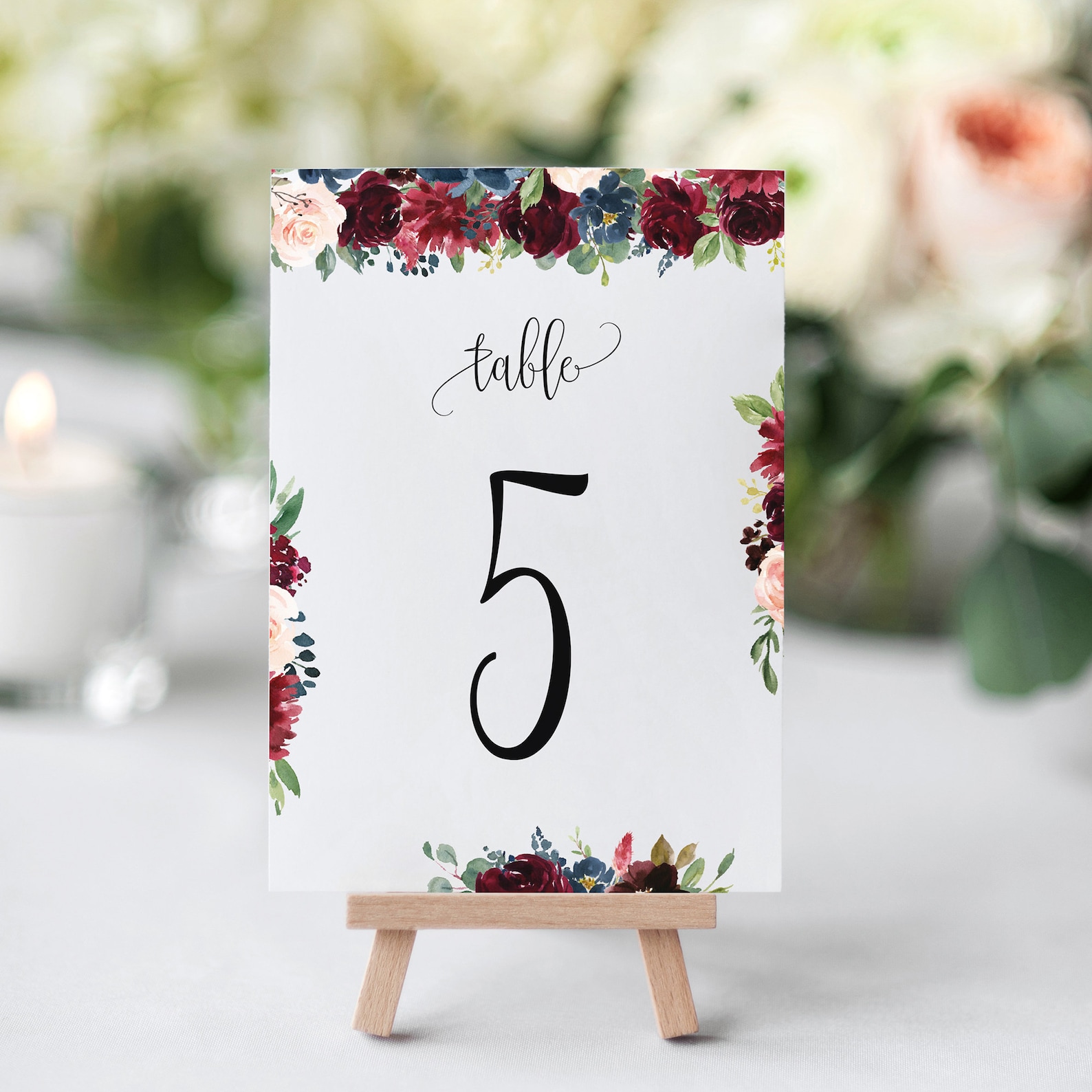 Floral Table Numbers Template Table Numbers Printable Table - Etsy