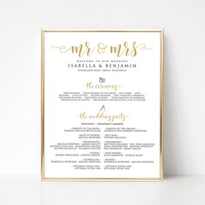 SIX SIZES Wedding Program Sign Template, Modern Wedding Program Board ...