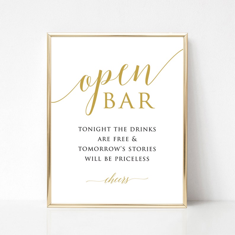 Open Bar Sign Wedding Open Bar Sign Printable Wedding Bar - Etsy