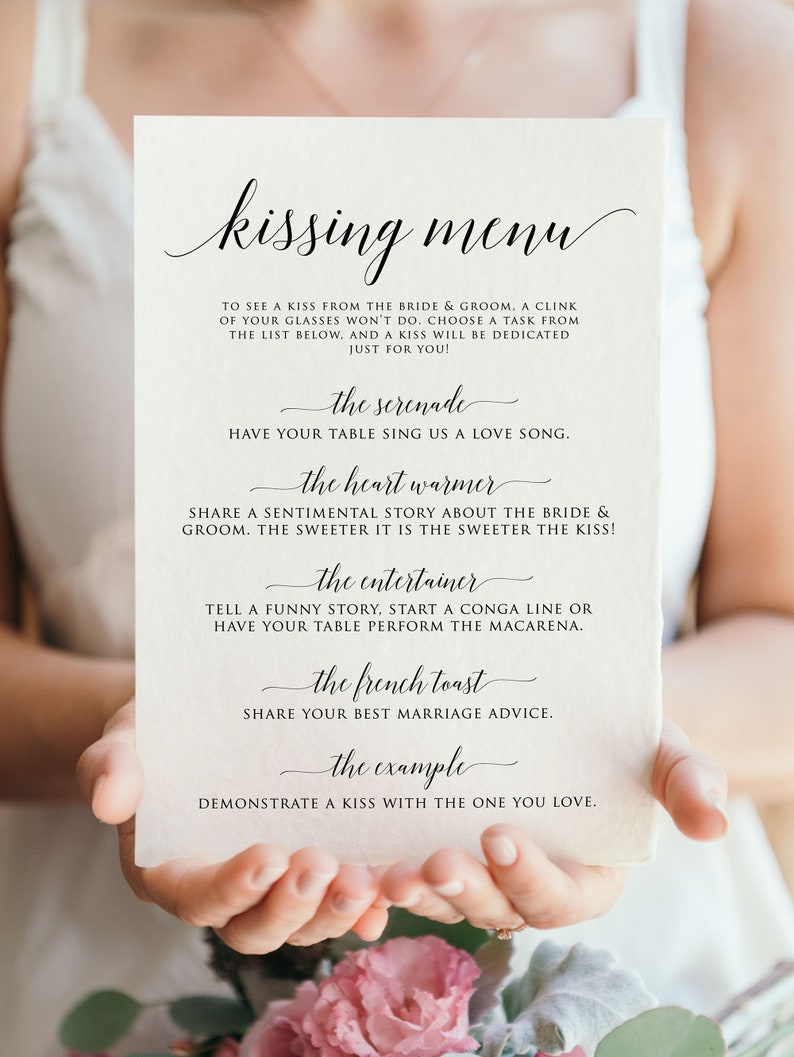 Kissing Menu Wedding Ideas Kissing Menu Printable Wedding - Etsy