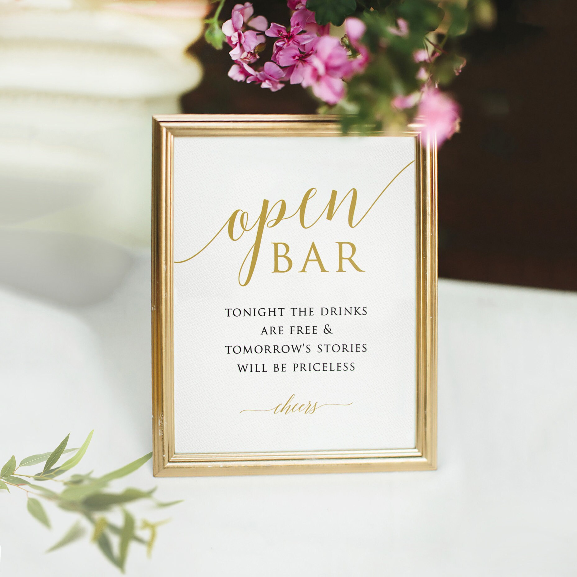 Open Bar Sign Wedding Open Bar Sign Printable Wedding Bar | Etsy