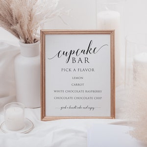 Printable Wedding Cupcake Bar Sign, Printable Cupcake Bar Sign, Dessert ...