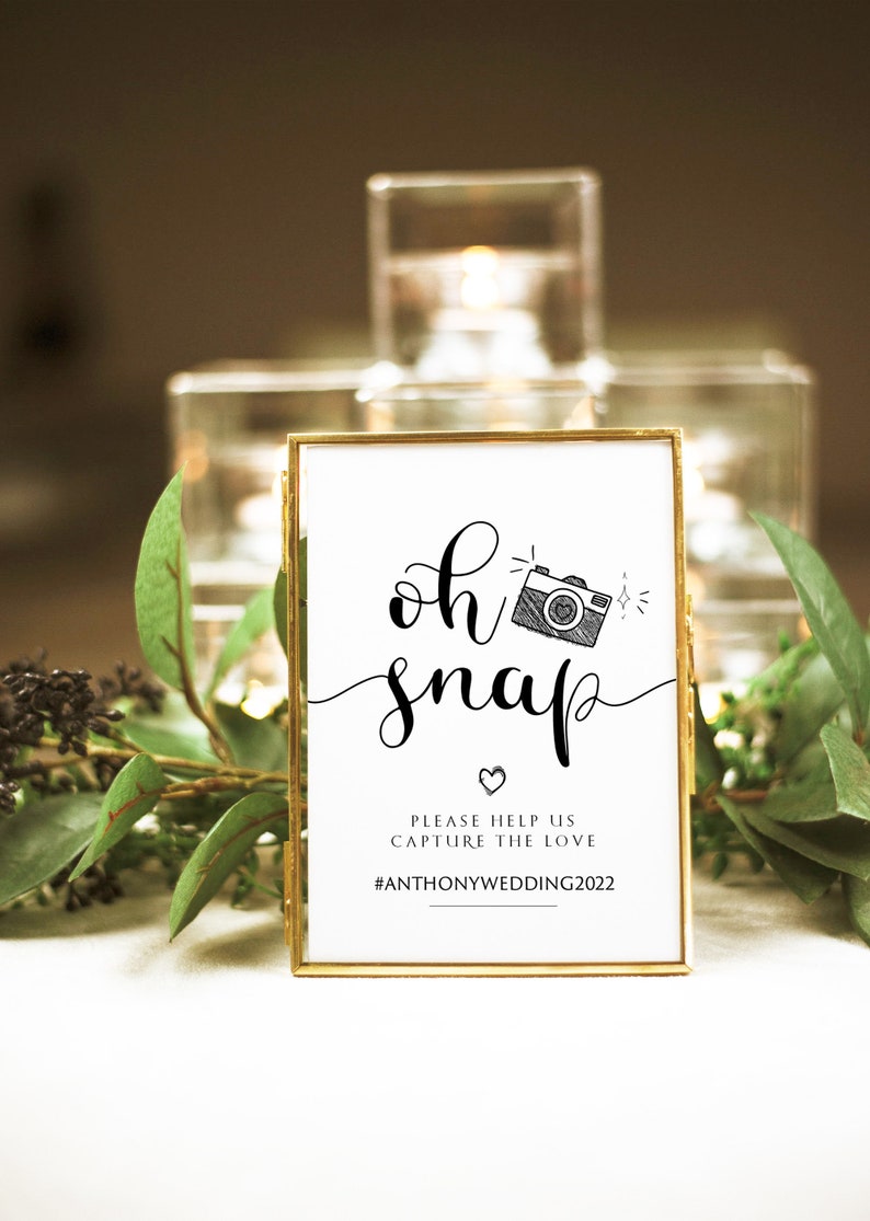 Oh Snap Wedding Hashtag Sign Wedding Instagram Sign Wedding - Etsy