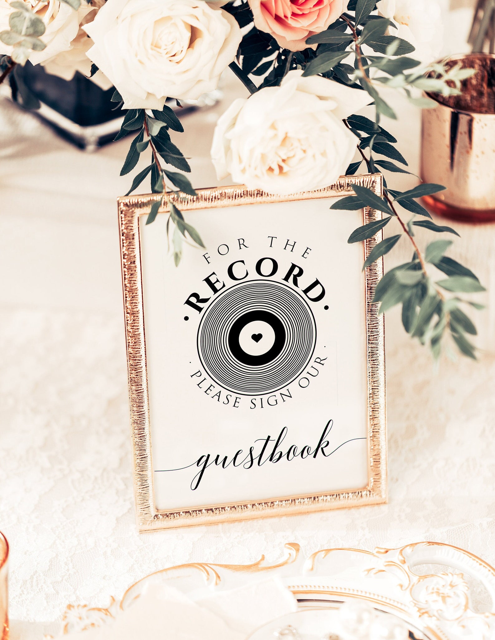 For the Record Sign, Sign Our Record Guest Book, Record Guestbook Sign ...