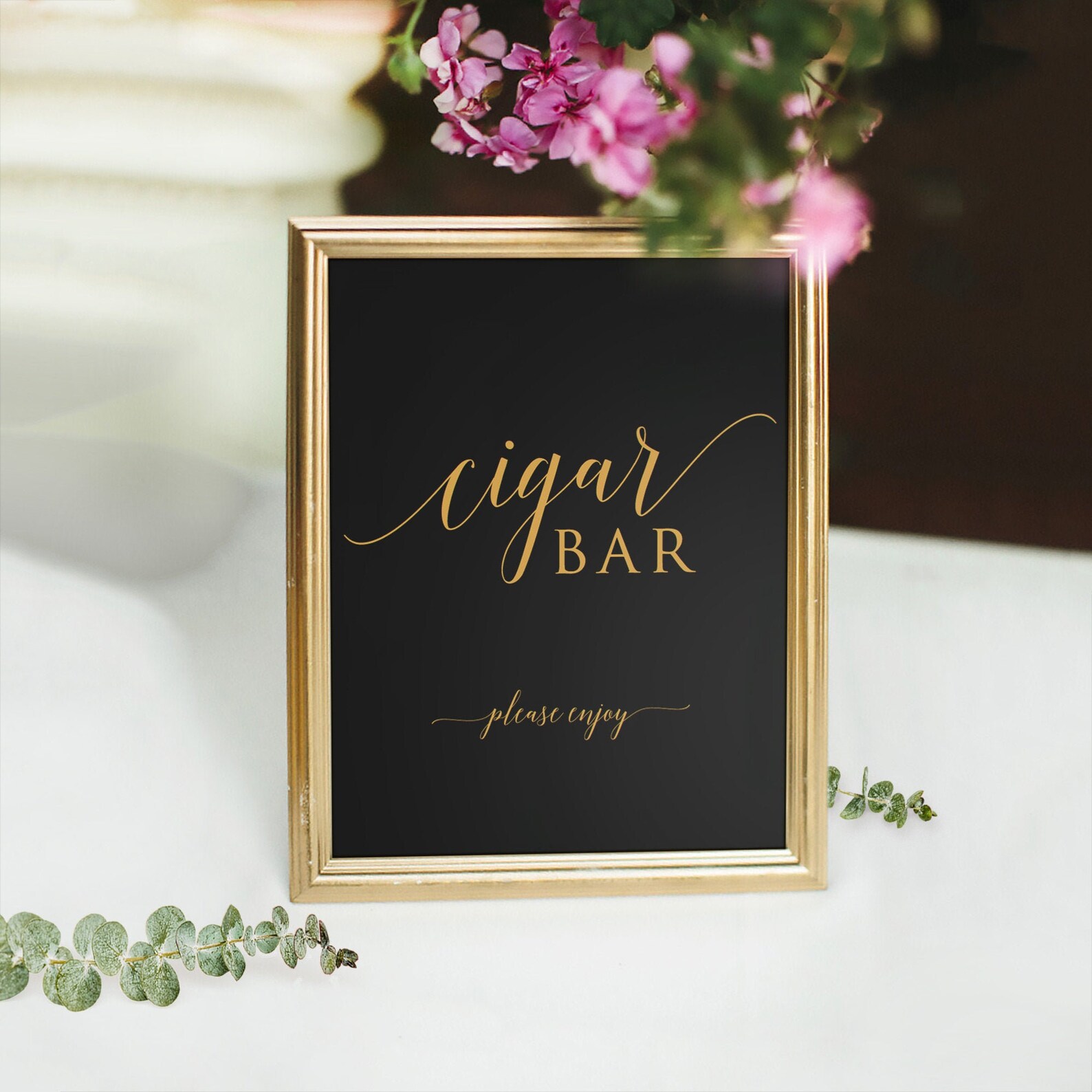 Printable Cigar Bar Sign, Wedding Cigar Bar Template, Gold Cigar Bar ...