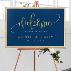 6 Sizes Wedding Welcome Sign Template, Welcome Sign Printable, Gold ...