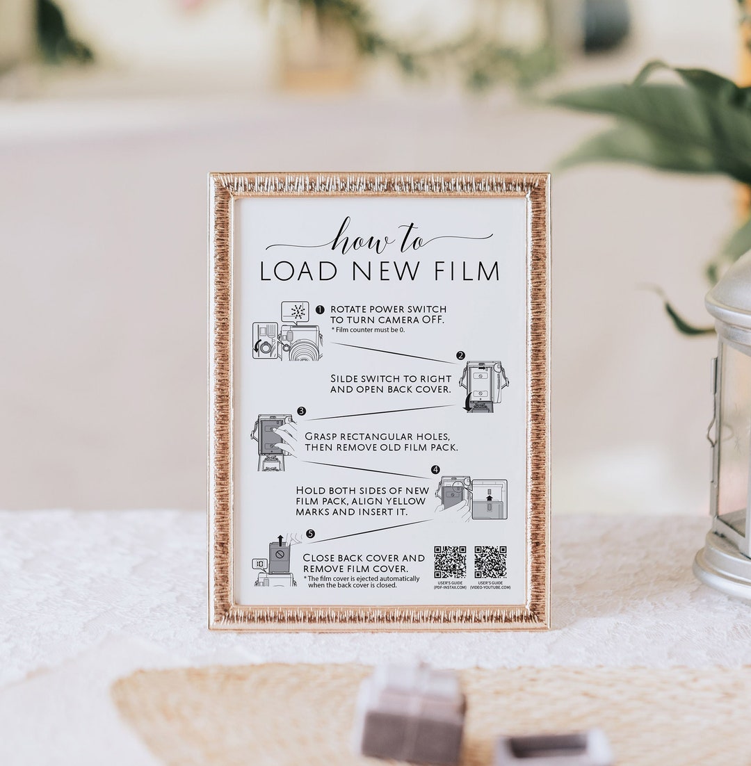 Photo Guest Book Sign, Wedding Printables, Instax Camera Instructions ...