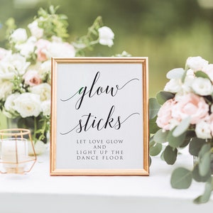 Glow Sticks Wedding Sign, Glow Sticks Sign, Glow Sticks Printable ...