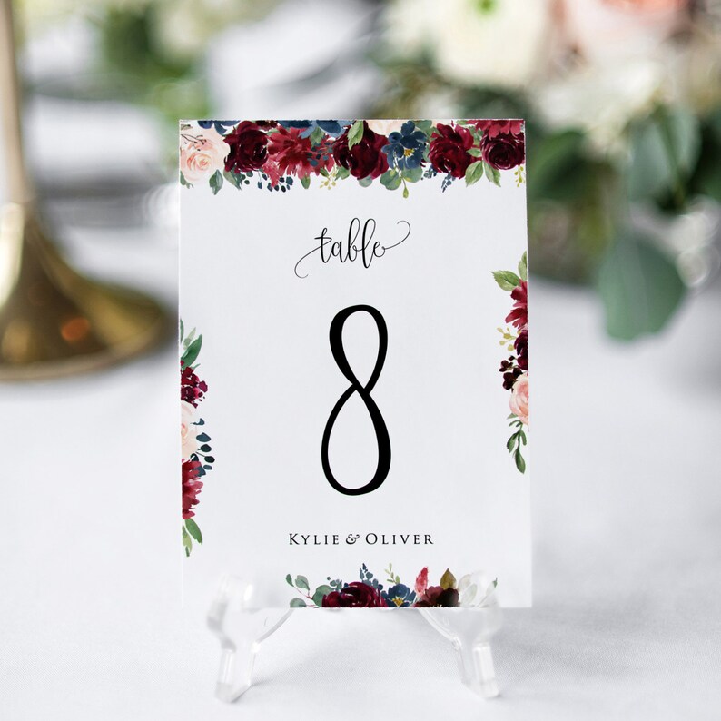 Floral Table Numbers Template Table Numbers Printable Table - Etsy