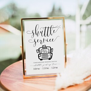 Wedding Shuttle Sign, Wedding Shuttle Service Sign, Shuttle Service ...