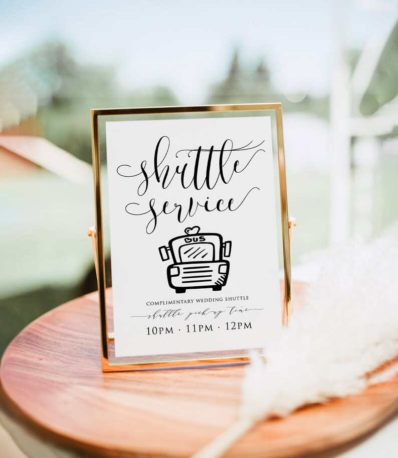 Wedding Shuttle Sign Wedding Shuttle Service Sign Shuttle - Etsy