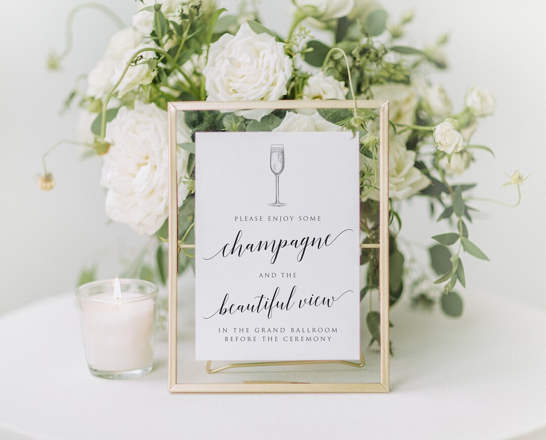 Champagne Sign, Modern Wedding Drinks Sign, Printable Champagne Cheers ...
