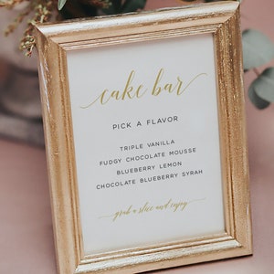 Printable Wedding Cake Bar Sign, Printable Cake Bar Sign, Dessert Table ...